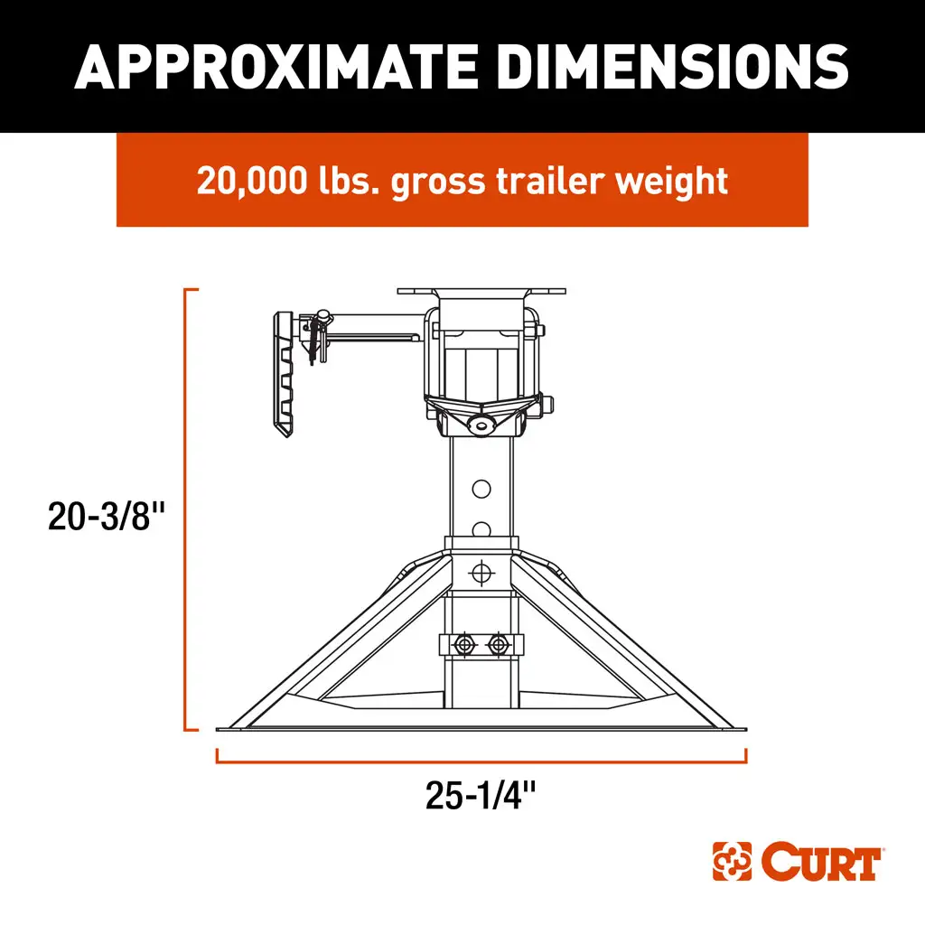 CURT 16051 CrossWing 20K 5th Wheel Hitch with Bed Protectors for 2-5/16 ...