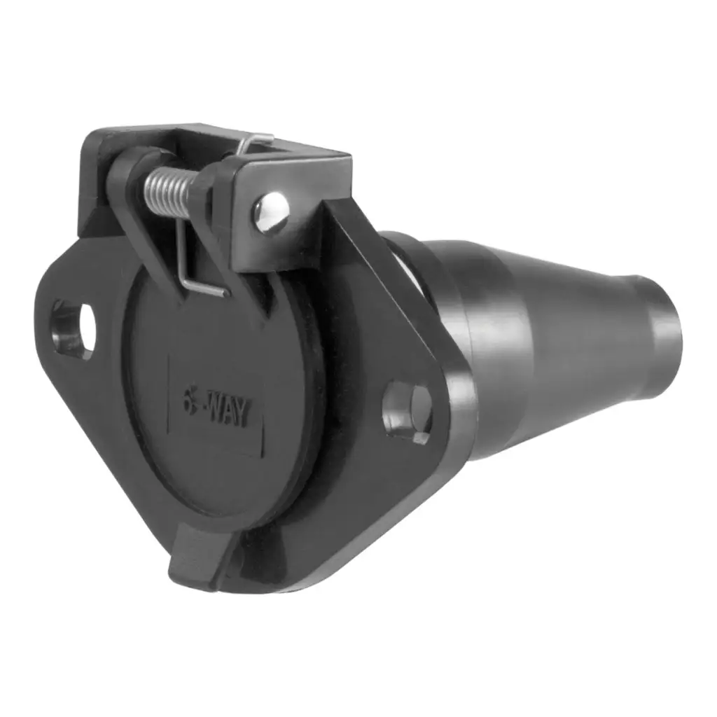 6-Way Round Connector Socket (Vehicle Side, Black Plastic) SKU #58130 ...